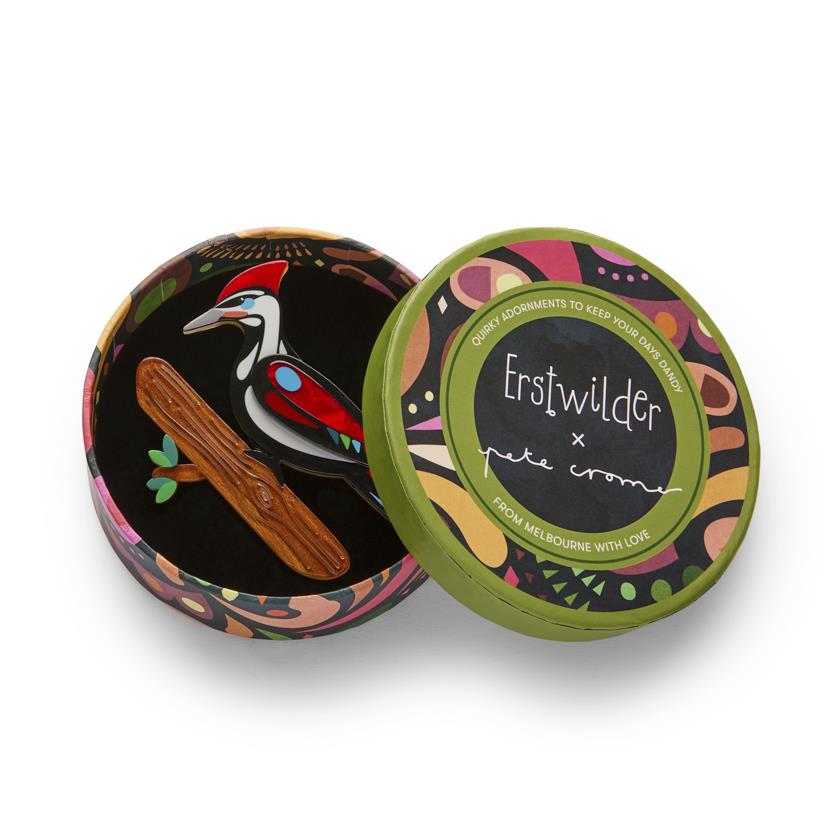 Erstwilder x Pete Cromer - The Persistent Pileated Woodpecker Brooch – Vera Chan